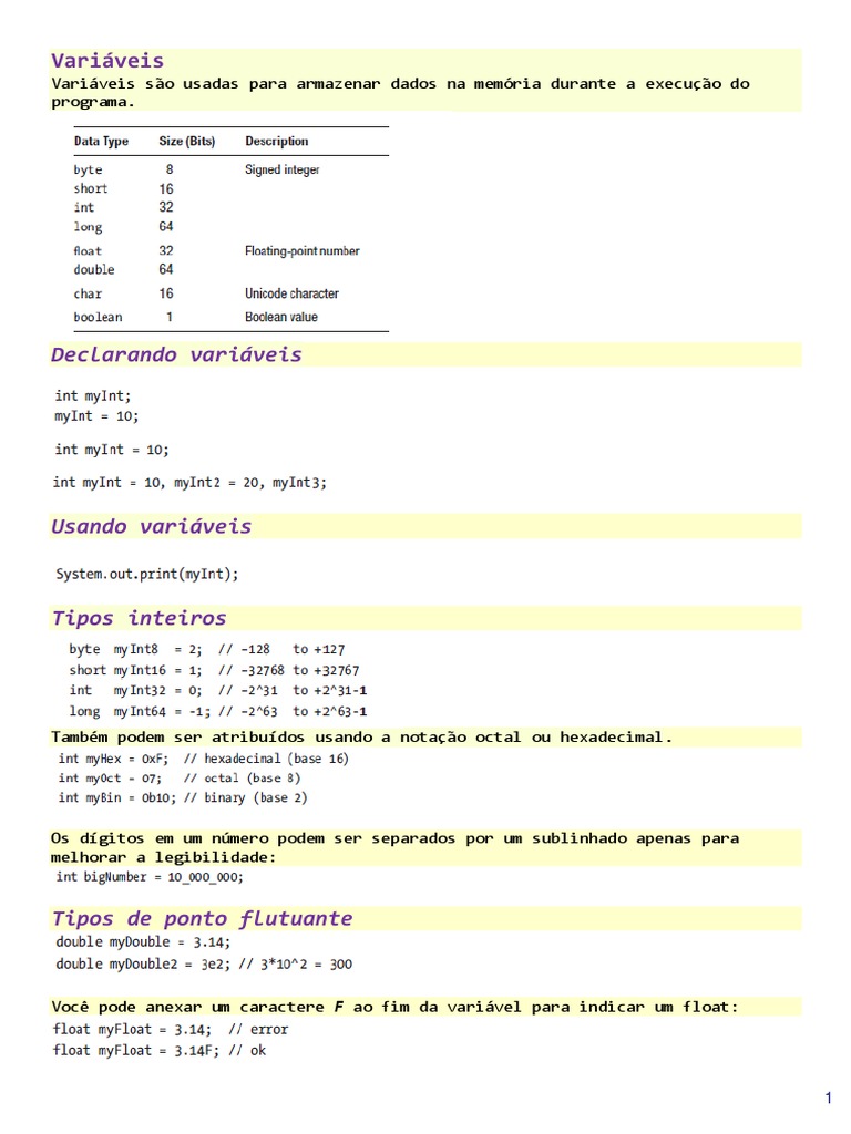 Sintaxe Da Linguagem Java | PDF | Classe (programação de computadores ...
