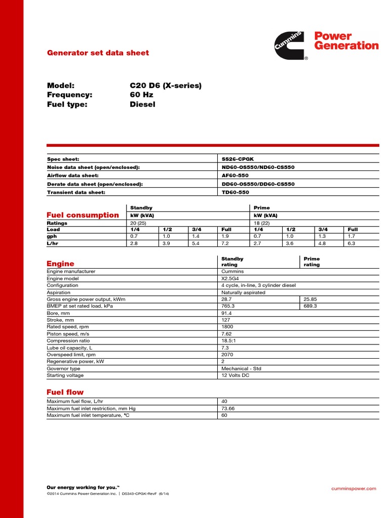 DS343-CPGK - Hoja de Datos C20D6 | PDF | Diesel Engine | Engines