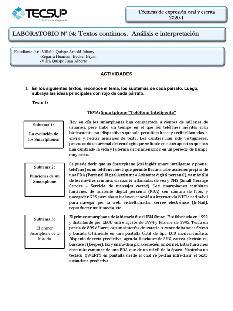 Laboratorio 04 - Estructura Textual | PDF | Smartphone | Asistente personal digital