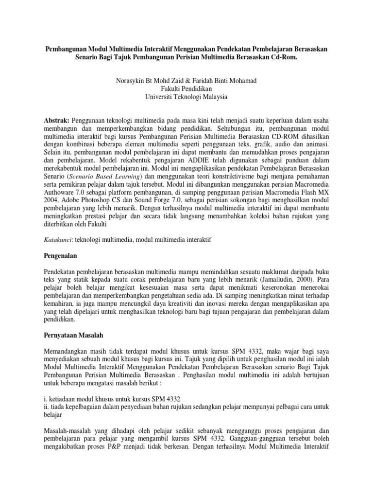 Katakunci: Teknologi Multimedia, Modul Multimedia Interaktif | PDF