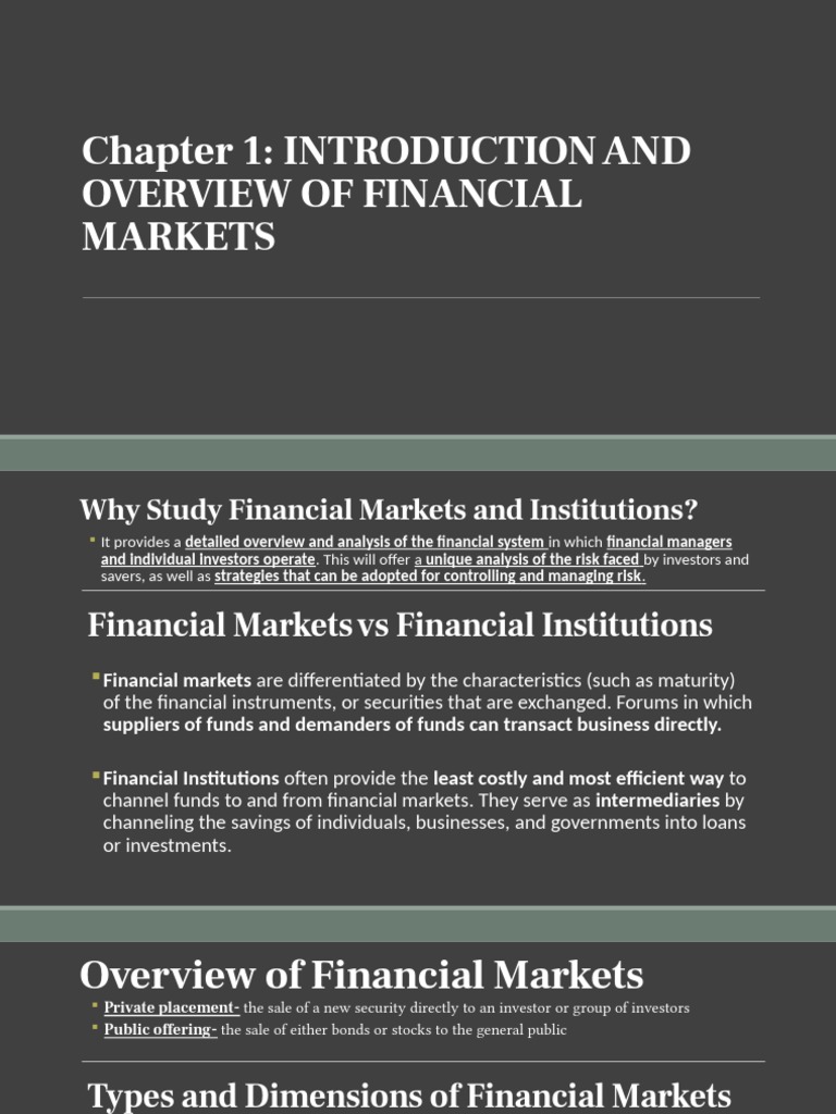 Introduction to Financial Markets Overview | PDF | Financial Markets ...