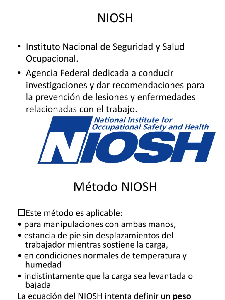 CLASE 2. Ejercicios - Niosh 1 PDF | PDF