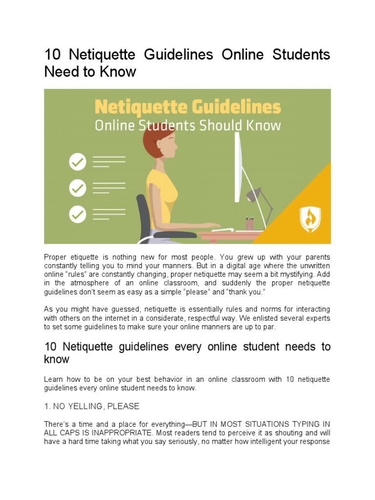 10 Netiquette Guidelines Online Students Need To Know | Download Free ...