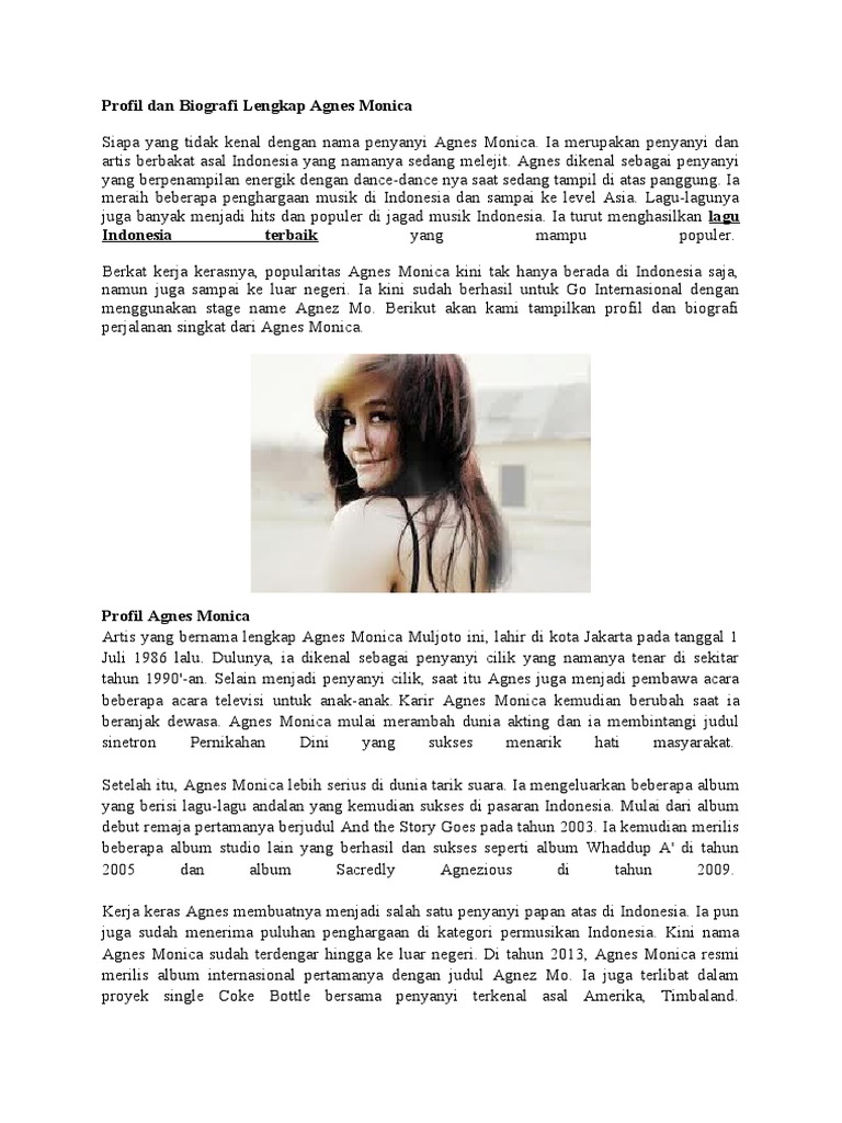Profil Dan Biografi Lengkap Agnes Monica | PDF