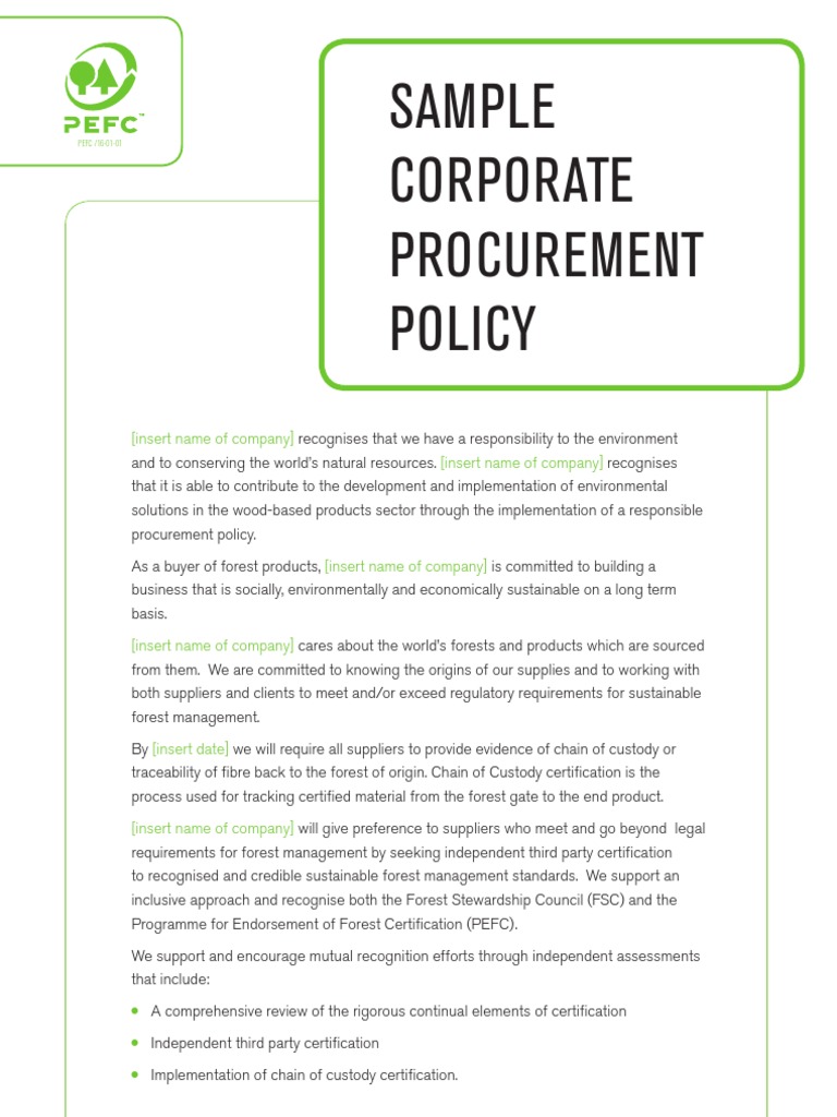 Sample Corporate Procurement Policy | PDF | Forest Stewardship Council ...