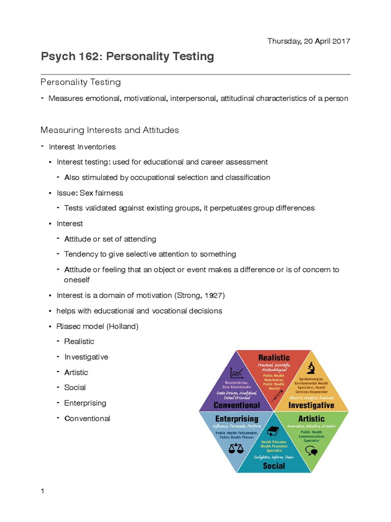Psych 162: Personality Testing | PDF | Attitude (Psychology) | Validity ...