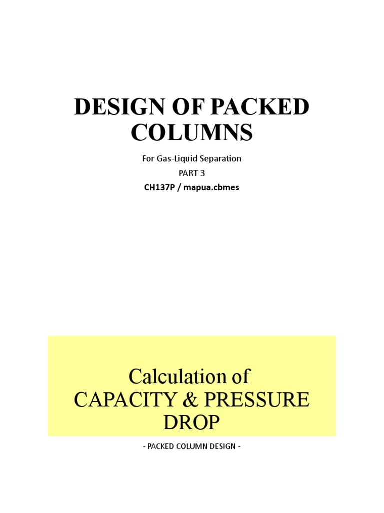 Packed Column Design Calculations for Gas-Liquid Separation | PDF ...