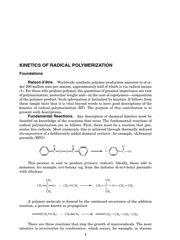 Kinetics of Radical Polymerization | PDF | Polymerization | Radical ...