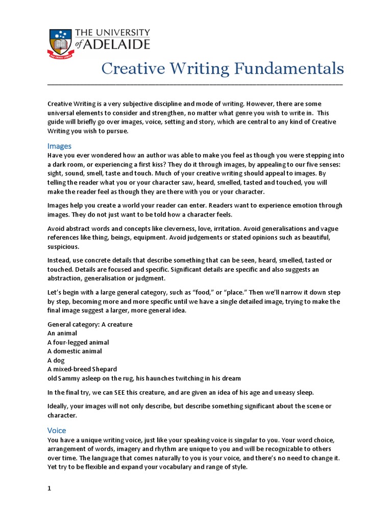 Creative Writing Fundamentals Images Pdf Narration Psychological