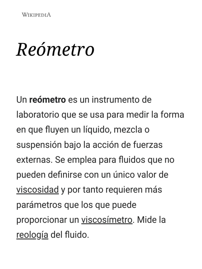 Reómetro - Wikipedia, La Enciclopedia Libre | PDF | Tecnología