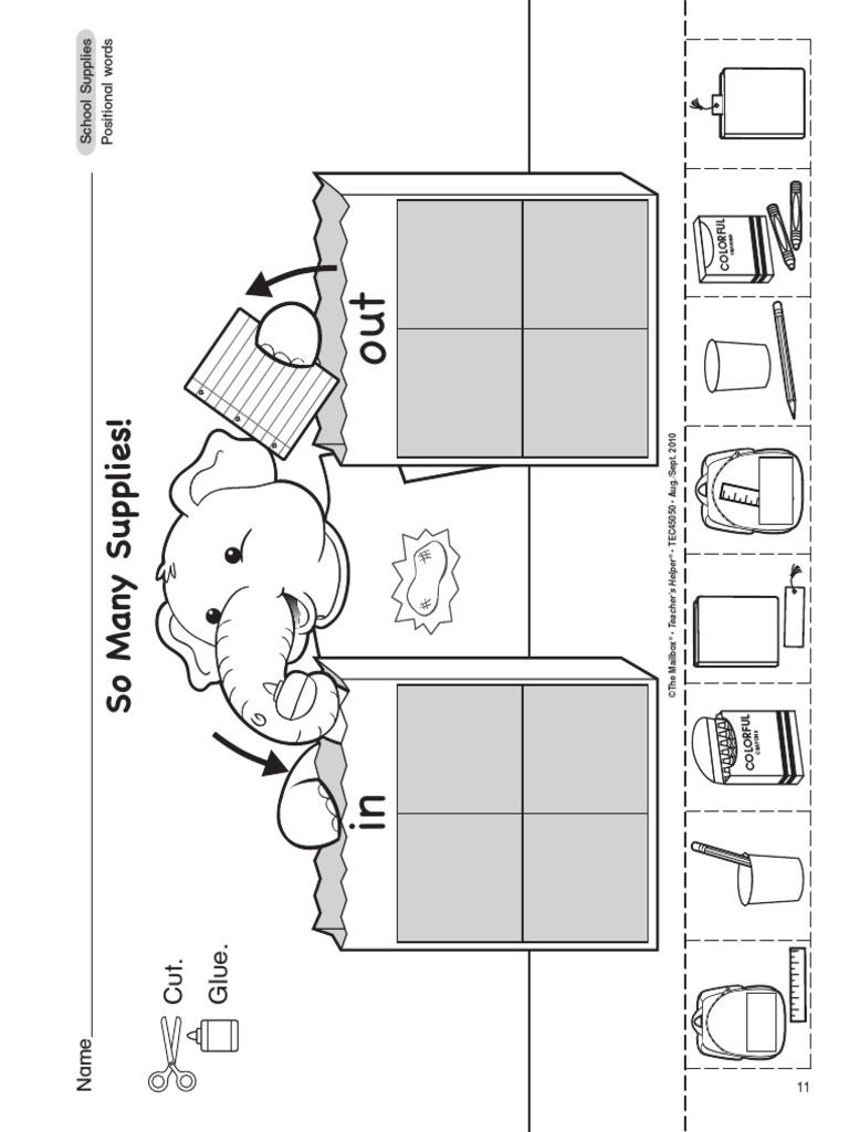 Back-to-School Worksheet Positional Words in - Out | PDF