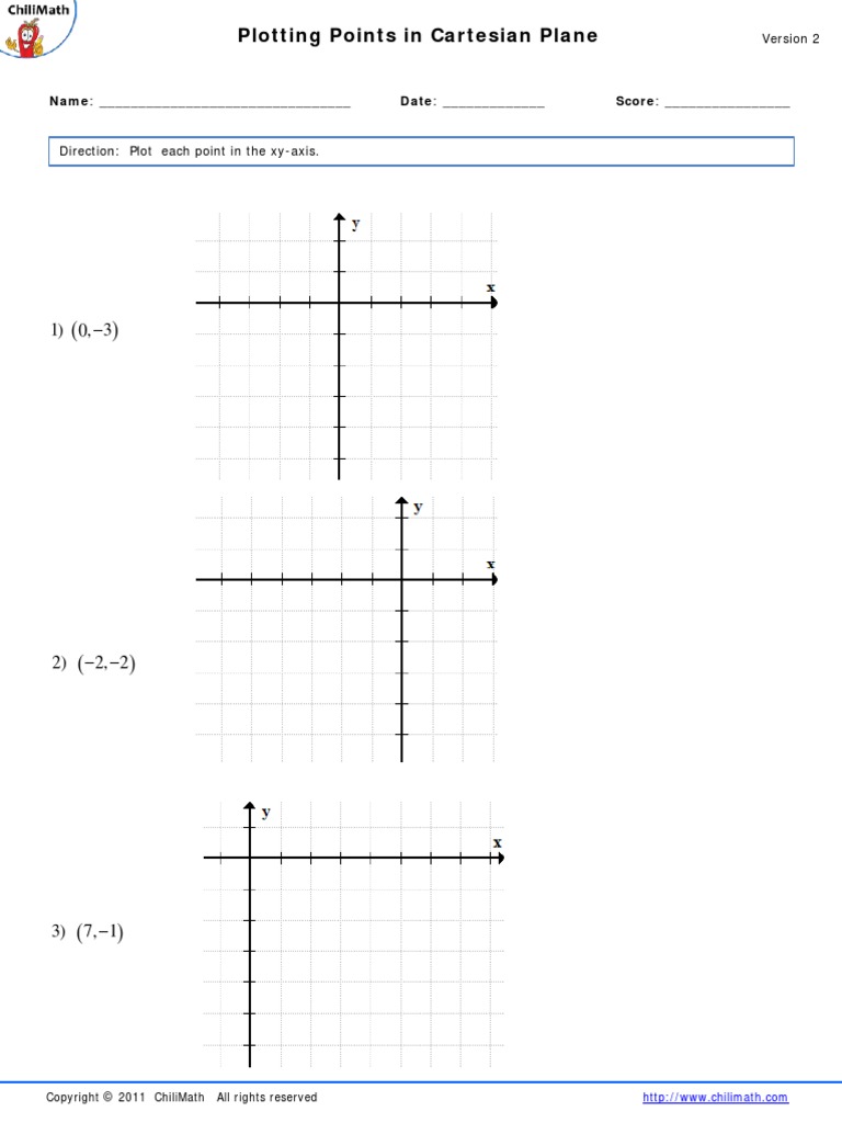 Worksheet Plotting Points in Cartesian Plane Version 2 | PDF