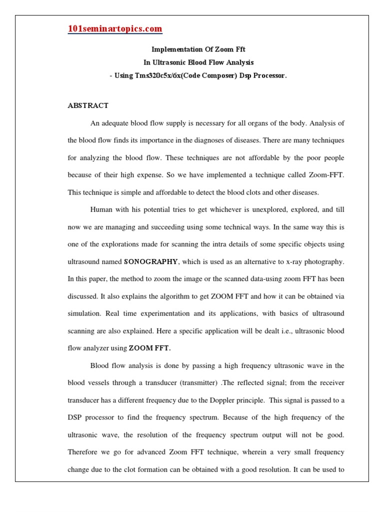 34implementation of Zoom FFT in Ultrasonic Blood Flow A | PDF | Medical Ultrasound | Doppler Effect