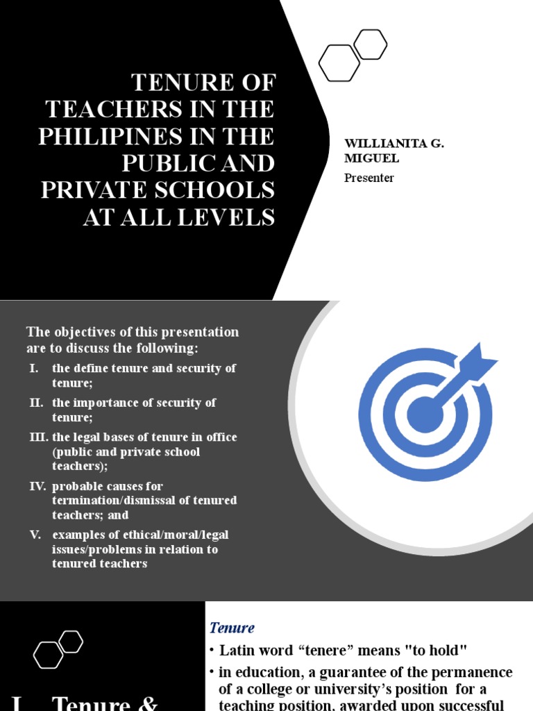 Tenure of Teachers in The Philipines in The Public and Private Schools ...
