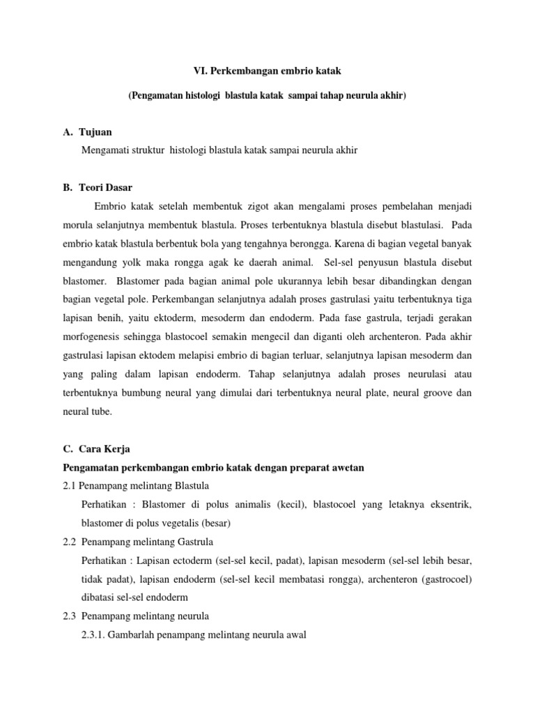 Acara 6. Embrio Katak (Histologi Blastula-Neurula Akhir) | PDF