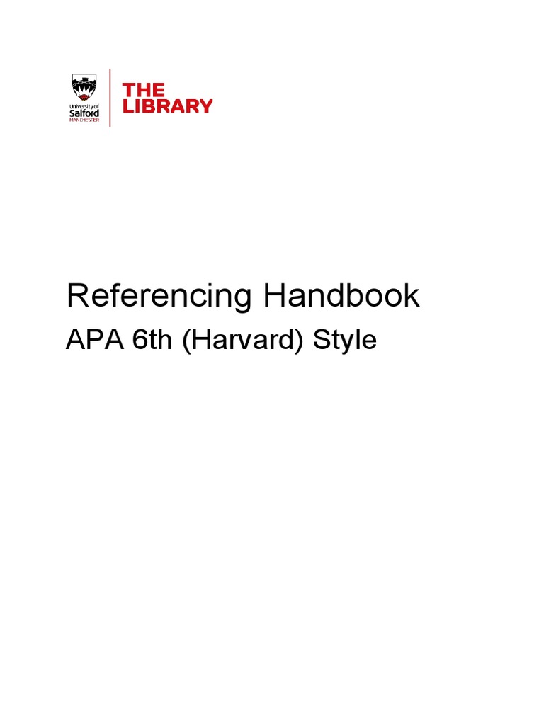 Referencing Handbook: APA 6th (Harvard) Style | PDF | Citation | Apa Style