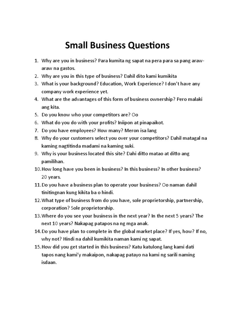 Small Business Questions | PDF | Companies | Business