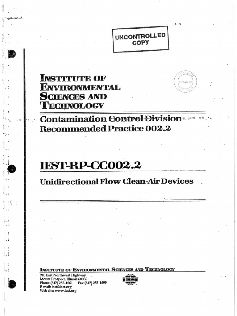 IEST-RP-CC002.2-Unidirectional Flow Clean Air Devices | PDF