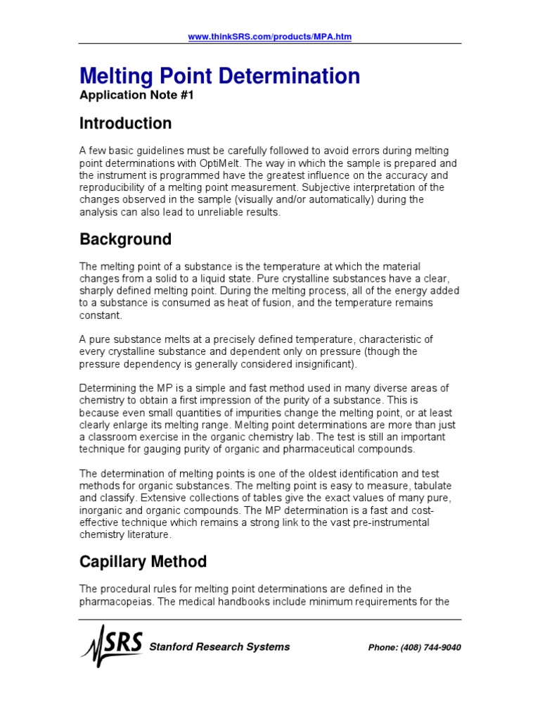 Melting Point Determination | PDF | Melting Point | Chemical Substances