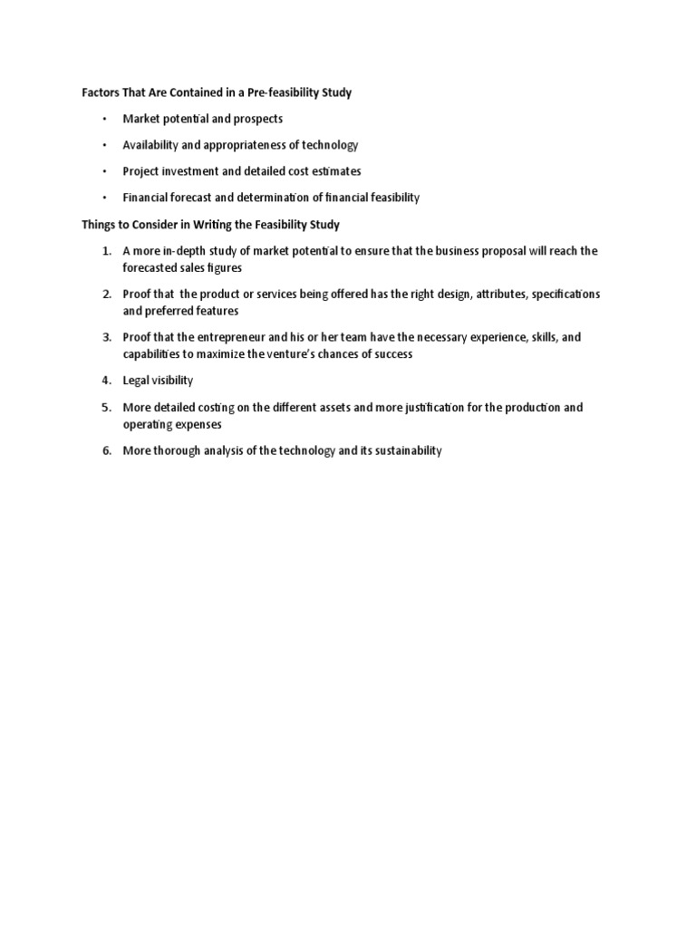 Factors That Are Contained in A Pre-Feasibility Study | PDF