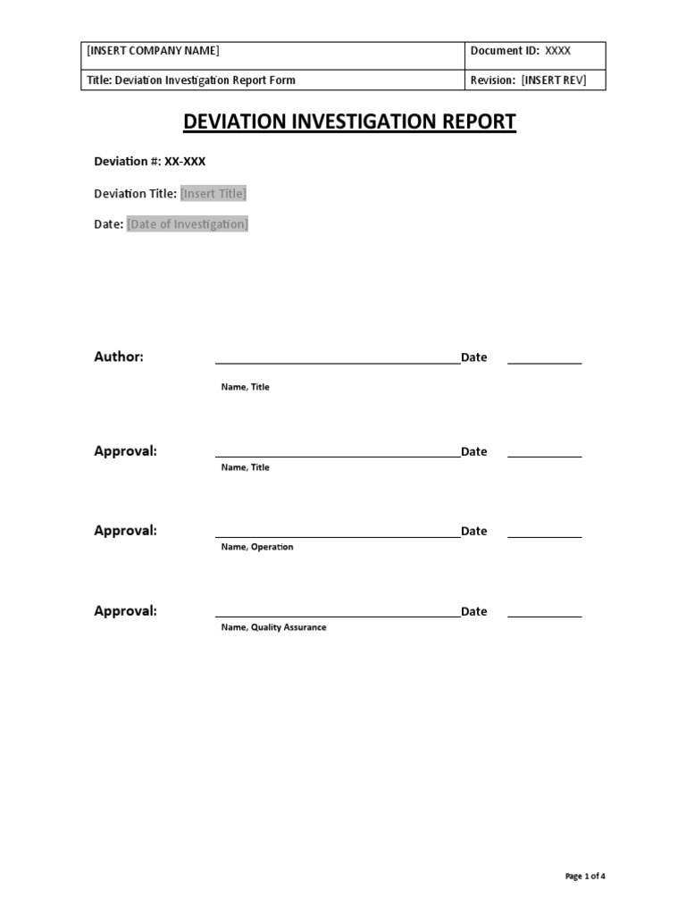 Deviation Investigation Report Template | PDF | Business