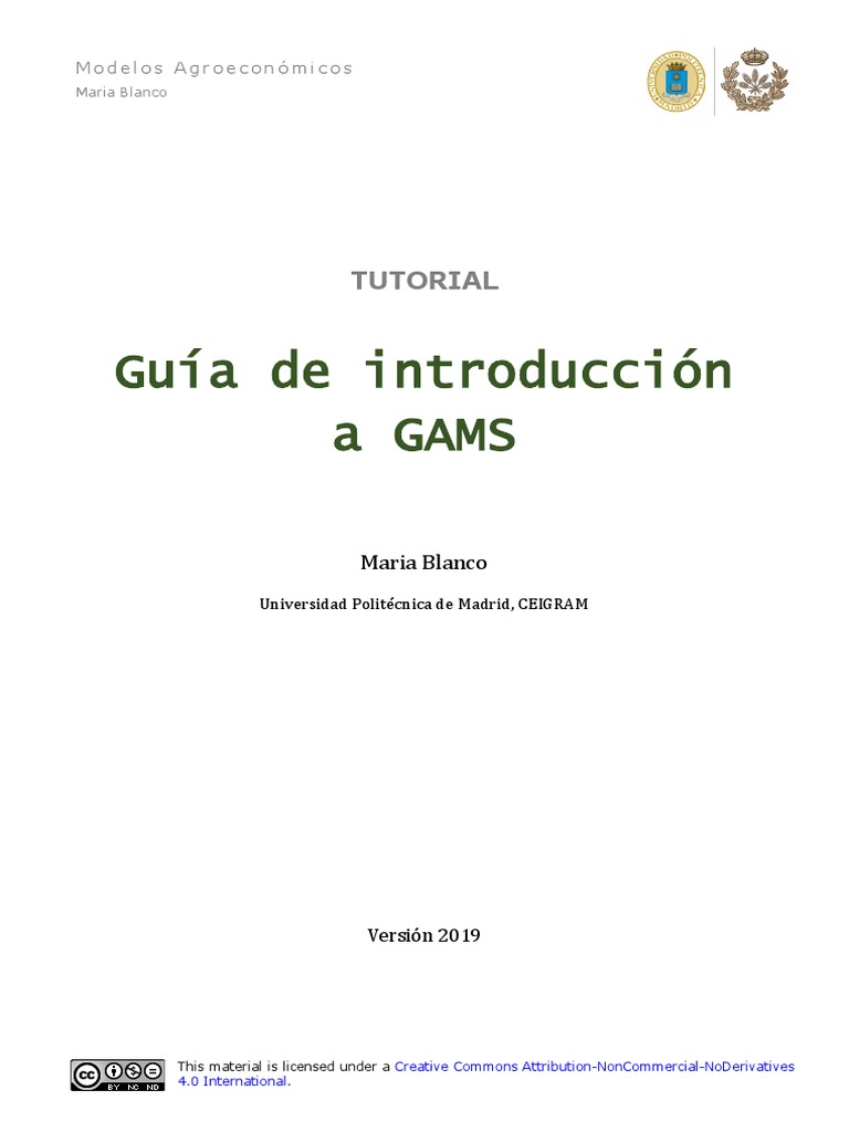Gams Tutorial | PDF | Lenguaje de programación | Optimización Matemática