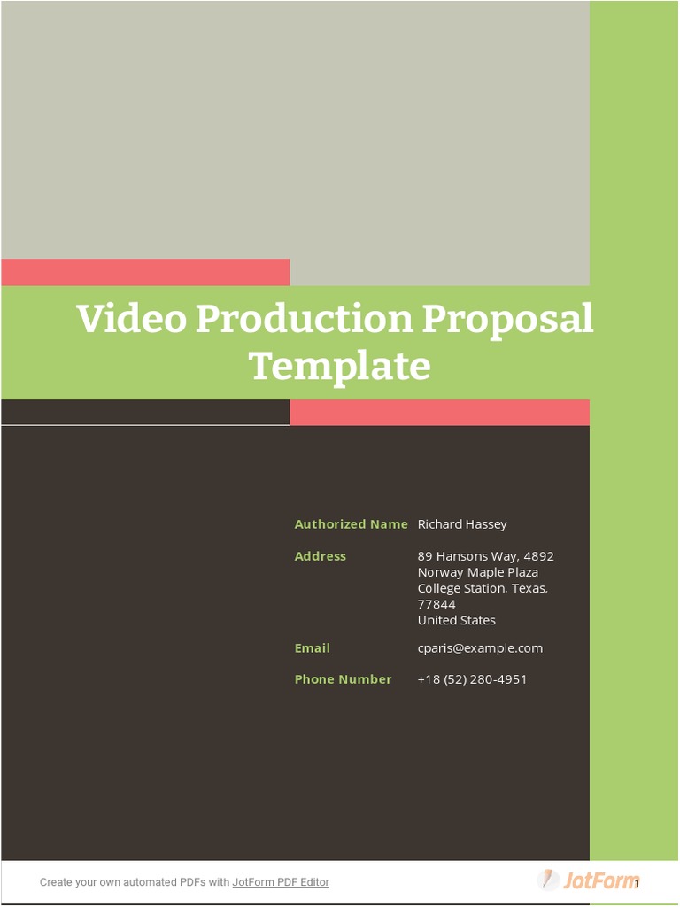 Video Production Proposal Template: Authorized Name Address | PDF ...