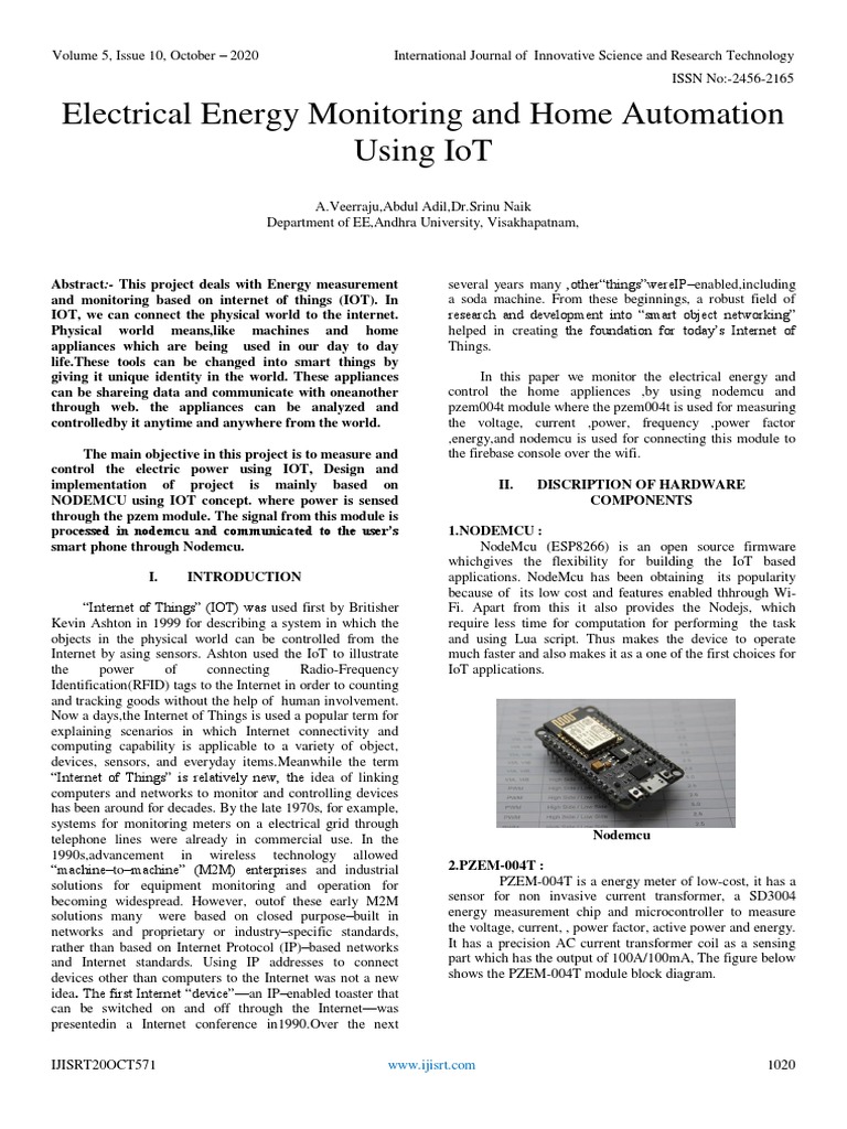 Electrical Energy Monitoring and Home Automation Using IoT | PDF | Internet Of Things | Embedded ...