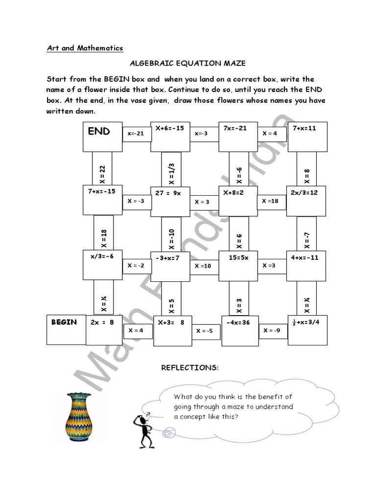 Algebraic Equation Maze - Text.Marked | PDF | Equations | Abstract Algebra