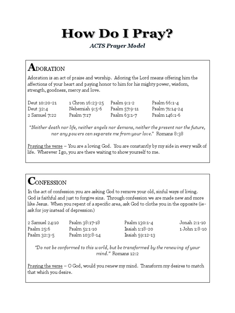 ACTS Prayer Guide PDF | Download Free PDF | Confession (Religion) | Psalms