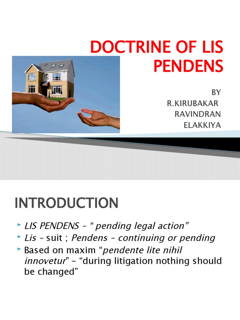 Doctrine of Lis Pendens | PDF | Lawsuit | Mortgage Law