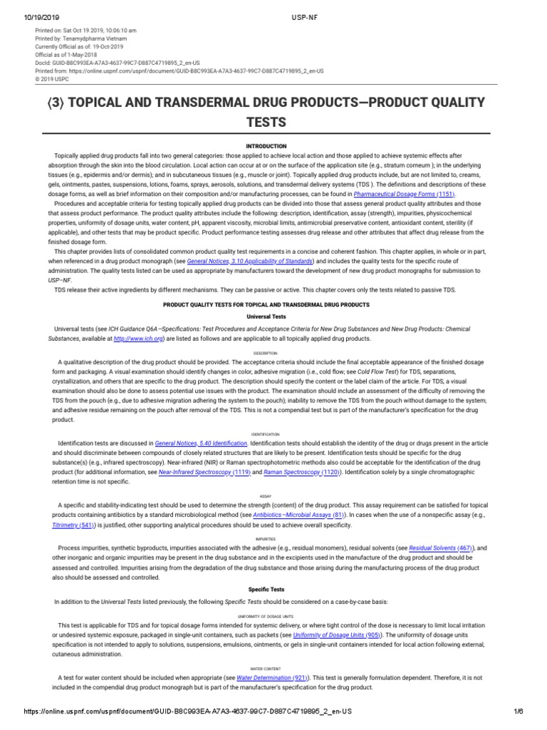 3-Topical and Transdermal Drug Products-Product Quality Tests PDF | PDF ...