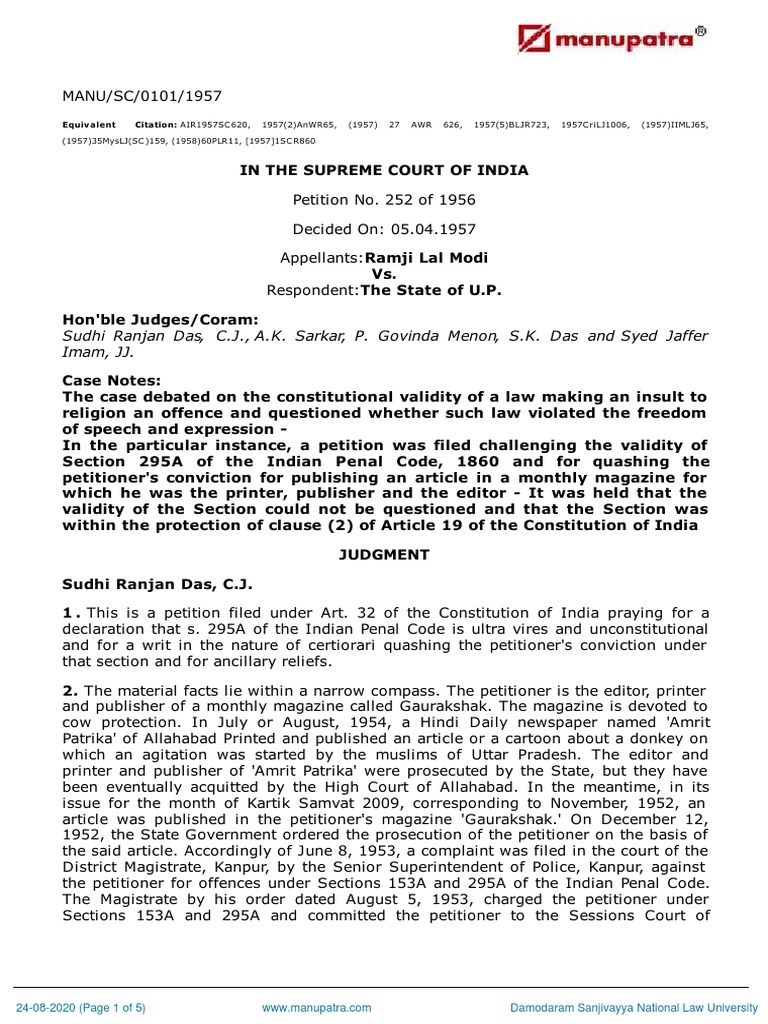 Sudhi Ranjan Das, C.J., A.K. Sarkar, P. Govinda Menon, S.K. Das and ...