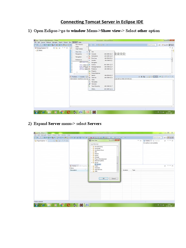 Connecting Tomcat Server in Eclipse IDE | PDF | Java (Programming Language) | Java Servlet