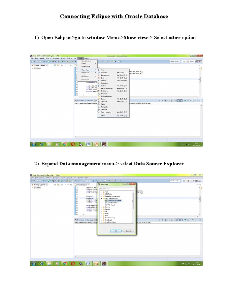 Connecting Eclipse With Oracle Database 1 Open Eclipse Go To Window 3655