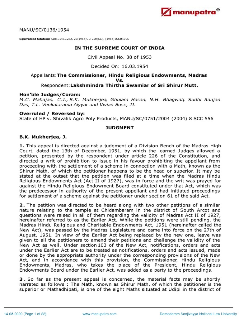 M.C. Mahajan, C.J., B.K. Mukherjea, Ghulam Hasan, N.H. Bhagwati, Sudhi ...