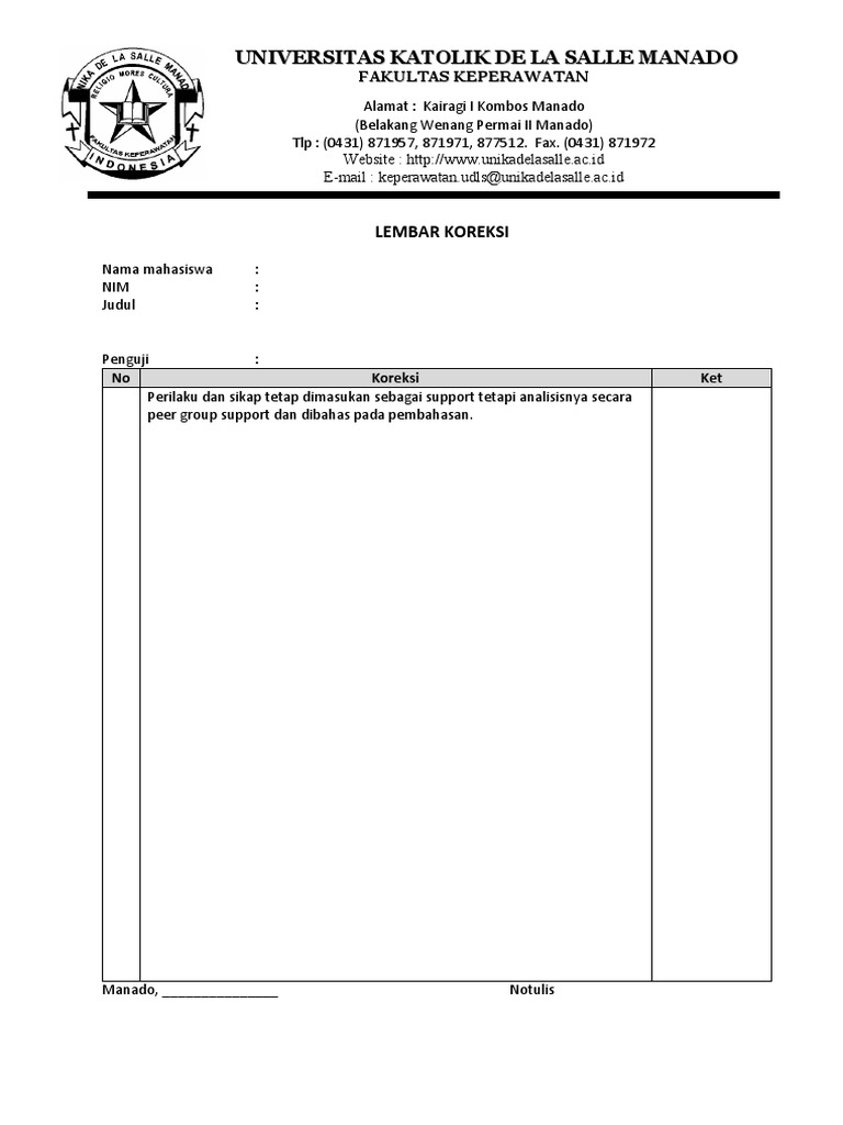 Format Lembar Koreksi DP 3 | PDF