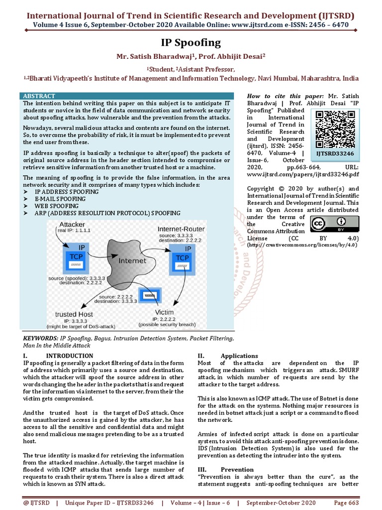 IP Spoofing | PDF | Denial Of Service Attack | Computer Network