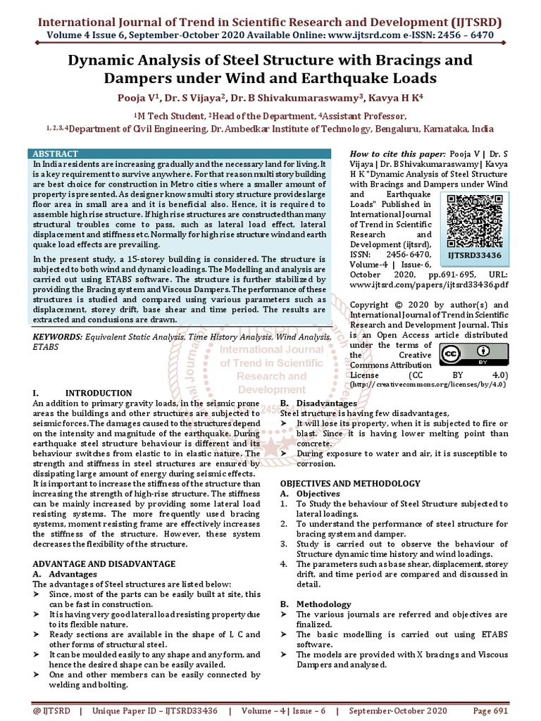 Dynamic Analysis of Steel Structure With Bracings and Dampers Under ...