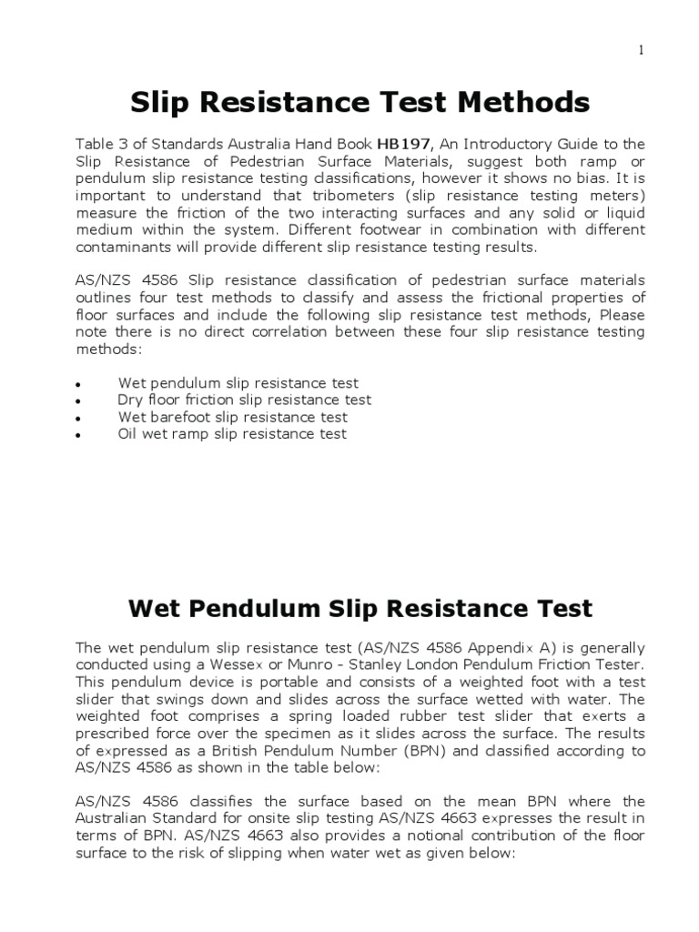 Wet Pendulum Slip Resistance Test Methods | PDF | Friction | Nature