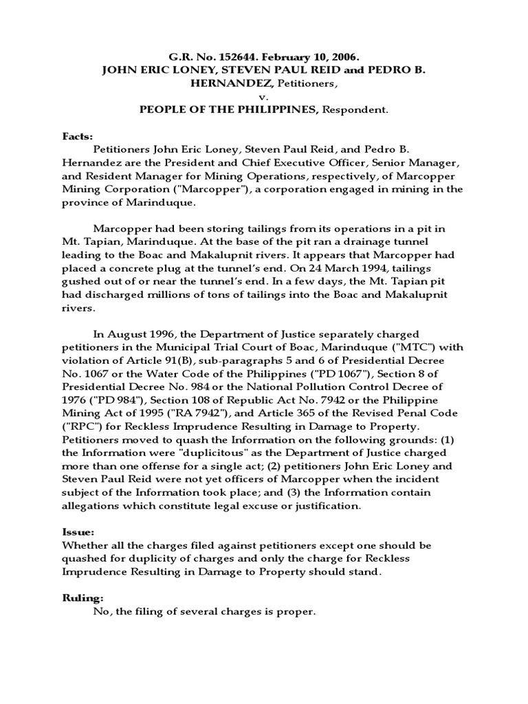 Case No. 11 JOHN ERIC LONEY v. PEOPLE OF THE PHILIPPINES | PDF | Crime ...