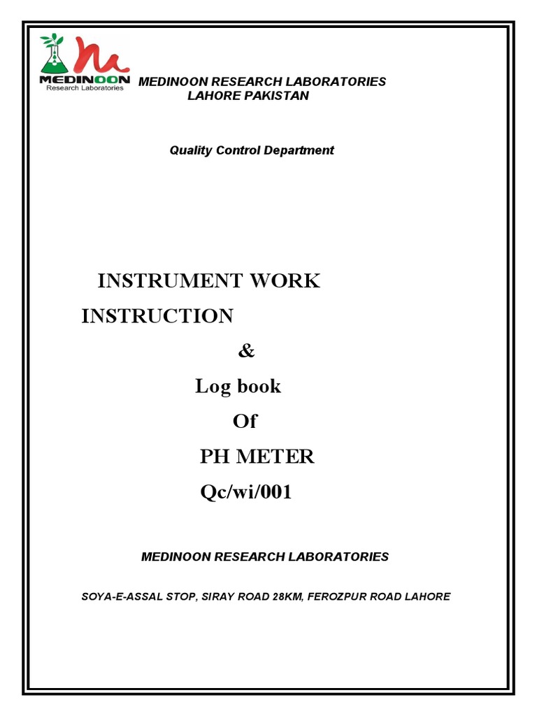 PH Meter Log Book Instructions | PDF | Science & Mathematics