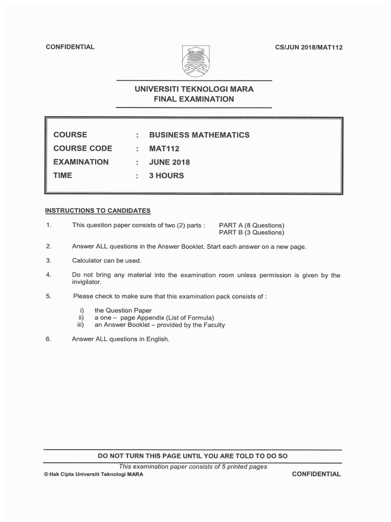 Mat112 (June 2018) | PDF