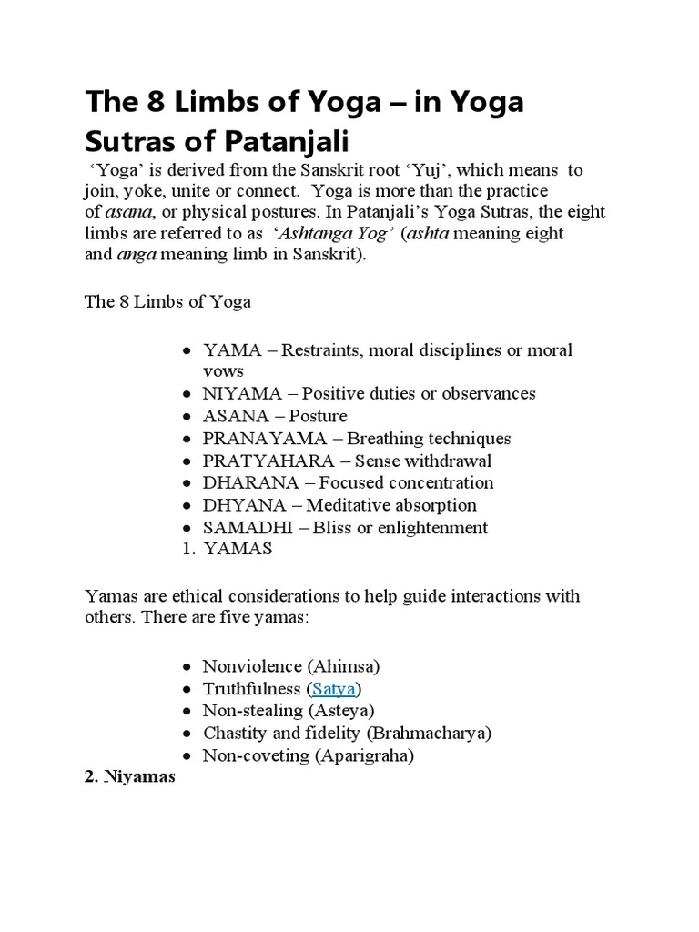 The 8 Limbs of Yoga | PDF | Yoga | Asana