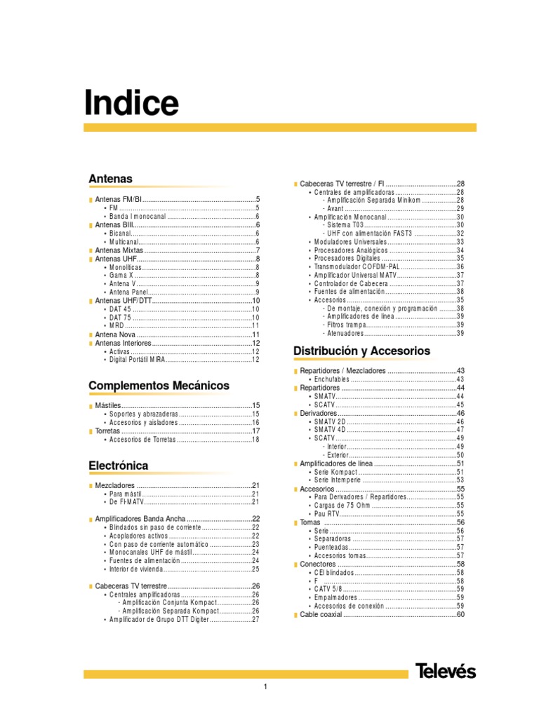 Catalogo Televes | PDF | Frecuencia ultra alta | Antena (Radio)