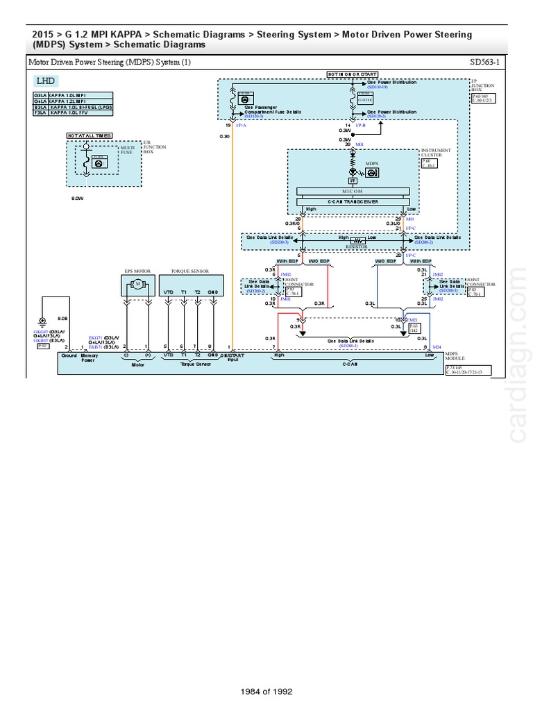 2015 G 1.2 MPI KAPPA Schematic Diagrams Steering System Motor Driven ...