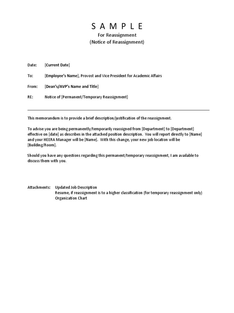 SAMPLE - Notice of Reassignment | PDF