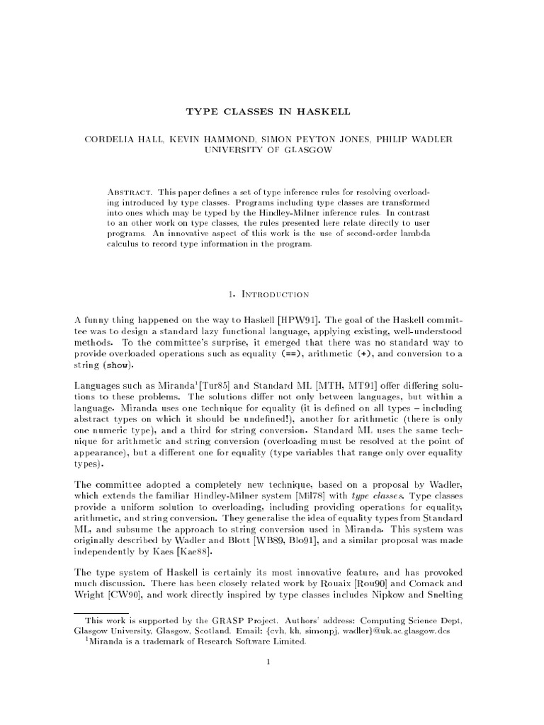 Type Classes in Haskell: ( ) (+) Show | PDF | Boolean Data Type | Functional Programming