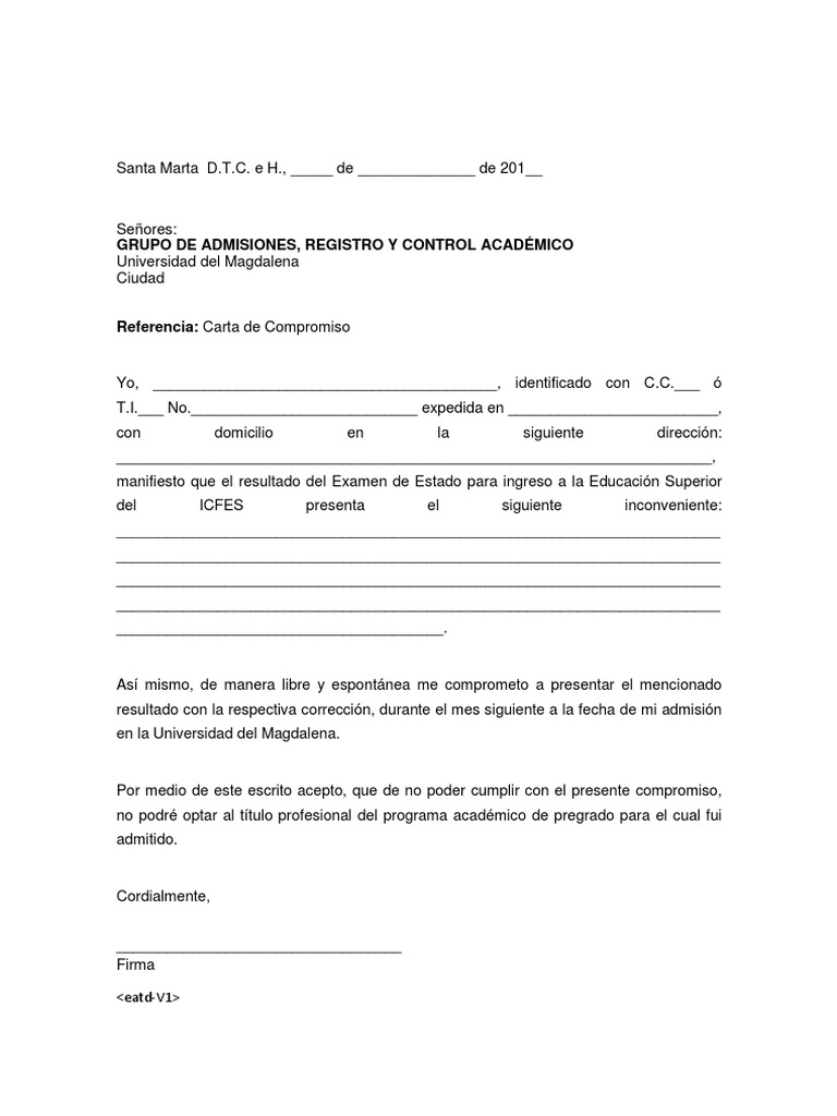Carta Compromiso Icfes-V1 | PDF