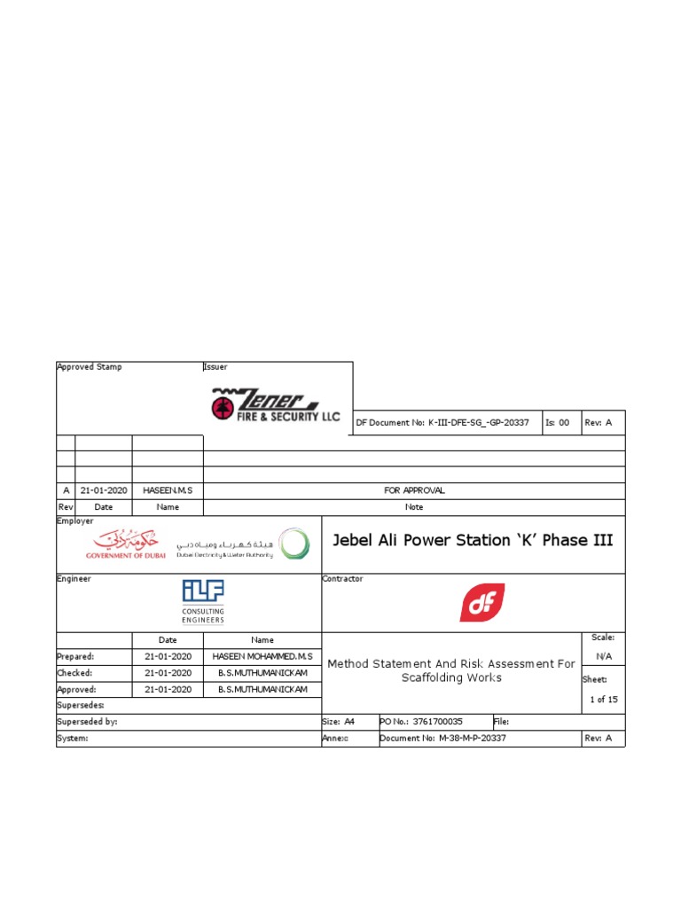 Scaffolding Method Statement | PDF | Personal Protective Equipment ...